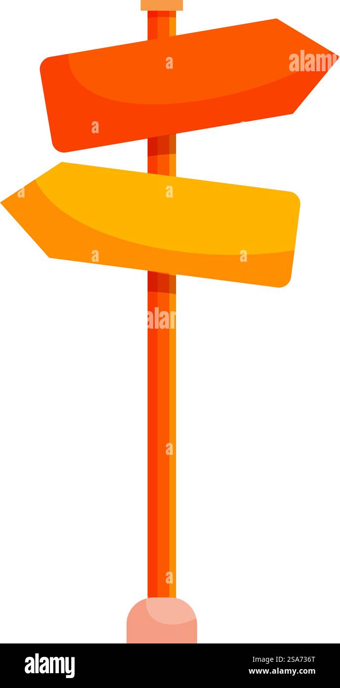 Two blank orange arrows pointing in opposite directions on a wooden ...