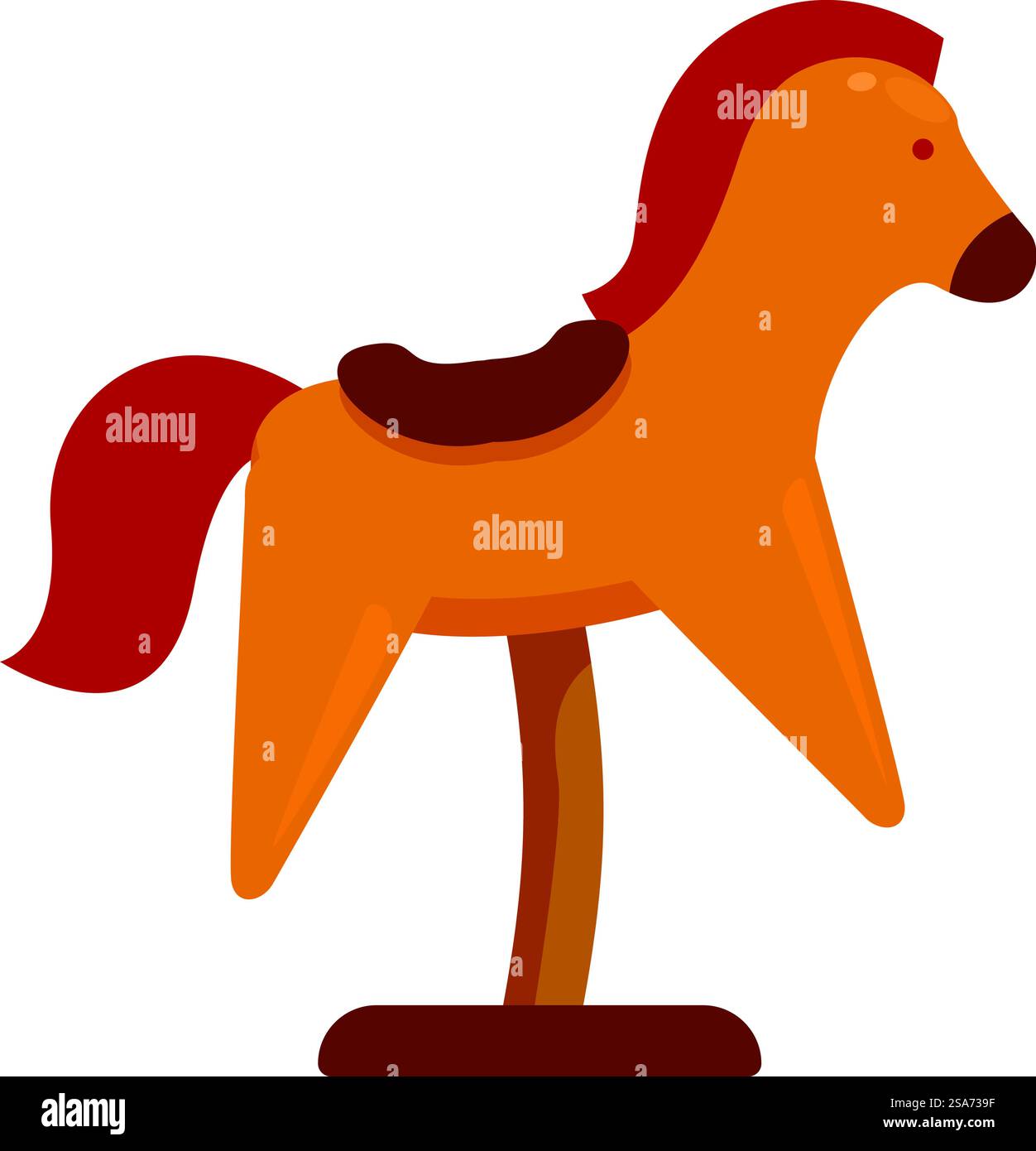 Classic orange rocking horse toy standing still, bringing joy and ...