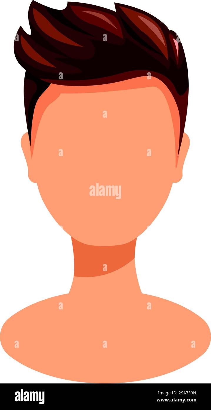 Faceless male character portrait featuring trendy brown hair, suitable ...