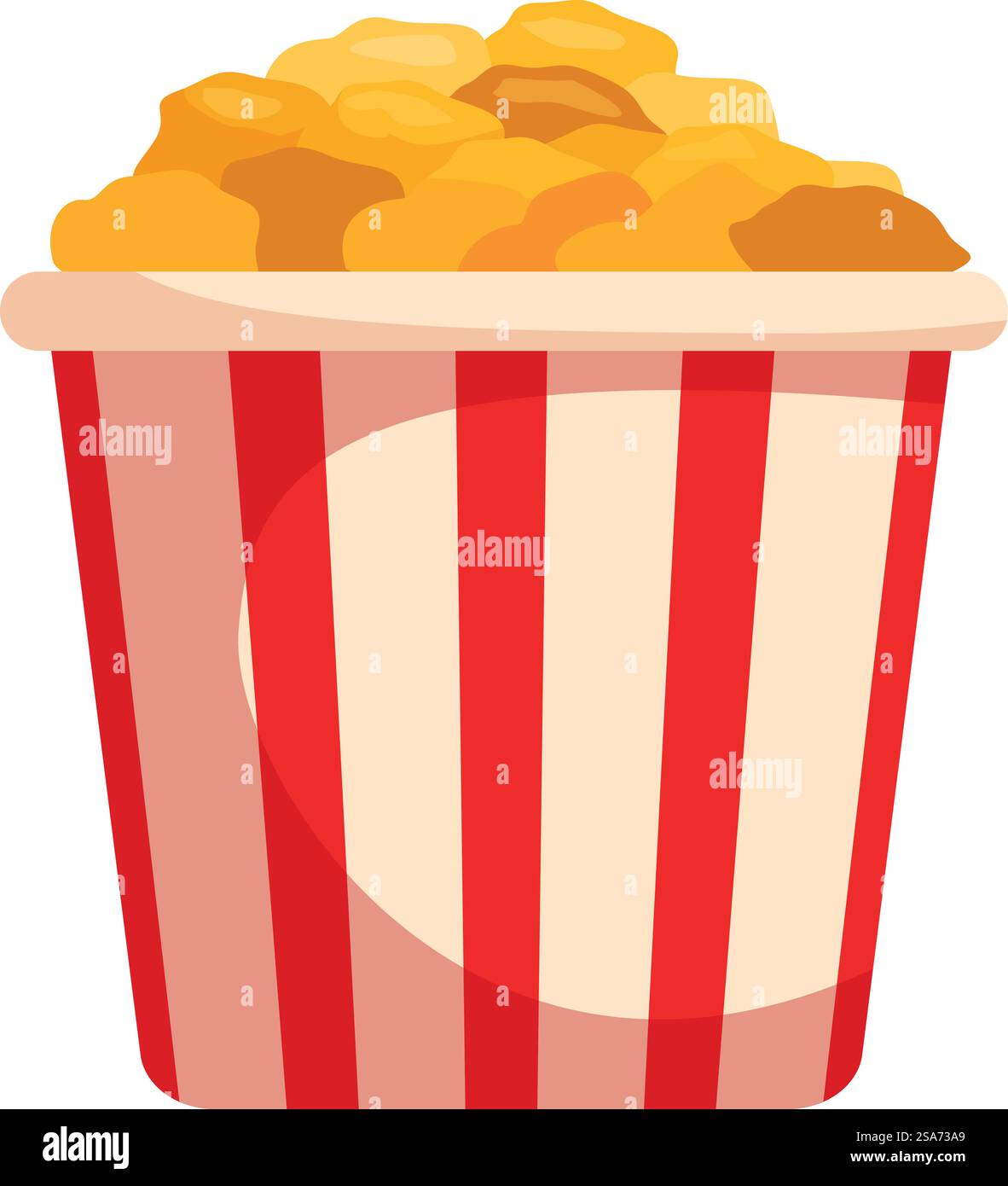 Overflowing buttery popcorn bucket with red and white stripes for ...