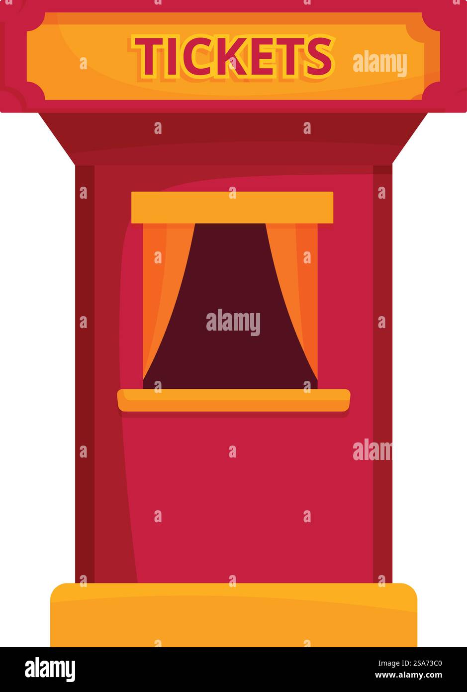 Red ticket booth standing with closed window curtain, isolated on white ...