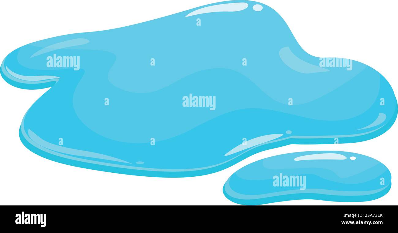 Bright blue liquid spilling and forming a puddle on a white background ...