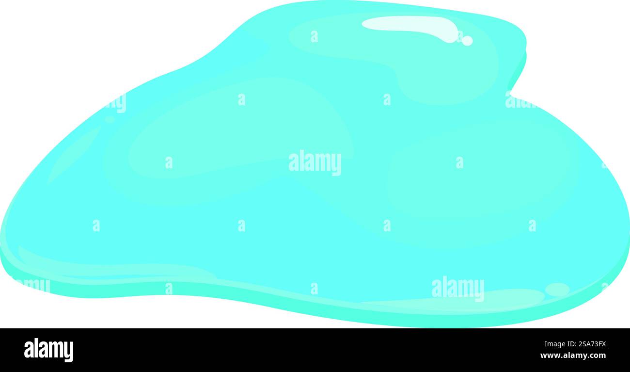 Cartoon puddle of bright blue liquid spreading on a surface. Blue ...