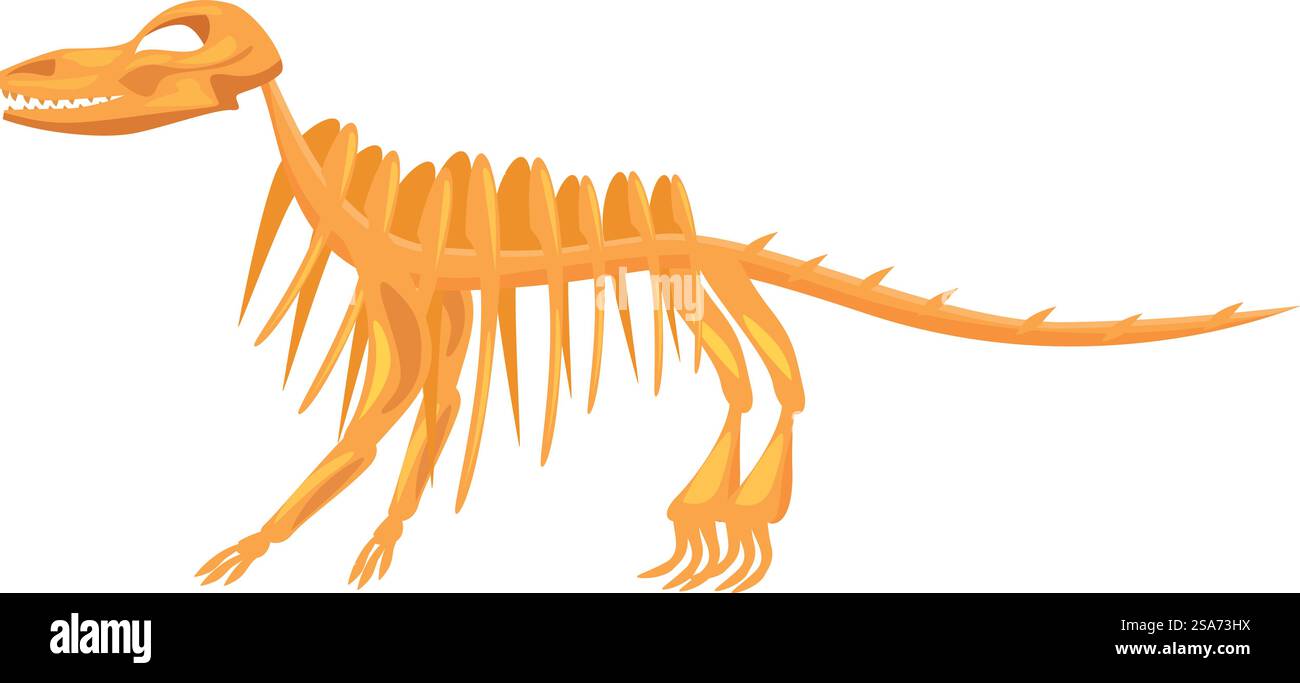 Cartoon dinosaur skeleton standing on two legs showing its teeth ...