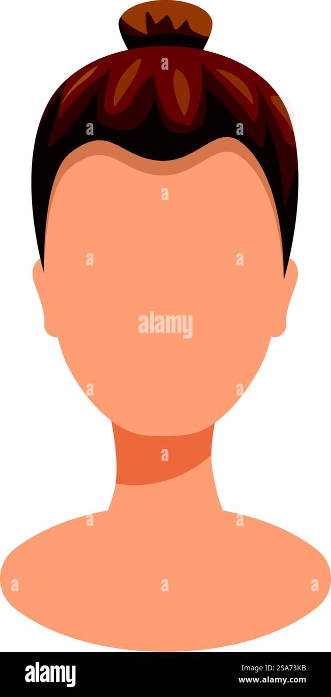 Faceless young woman is presenting hairstyle with hair bun, minimalist ...