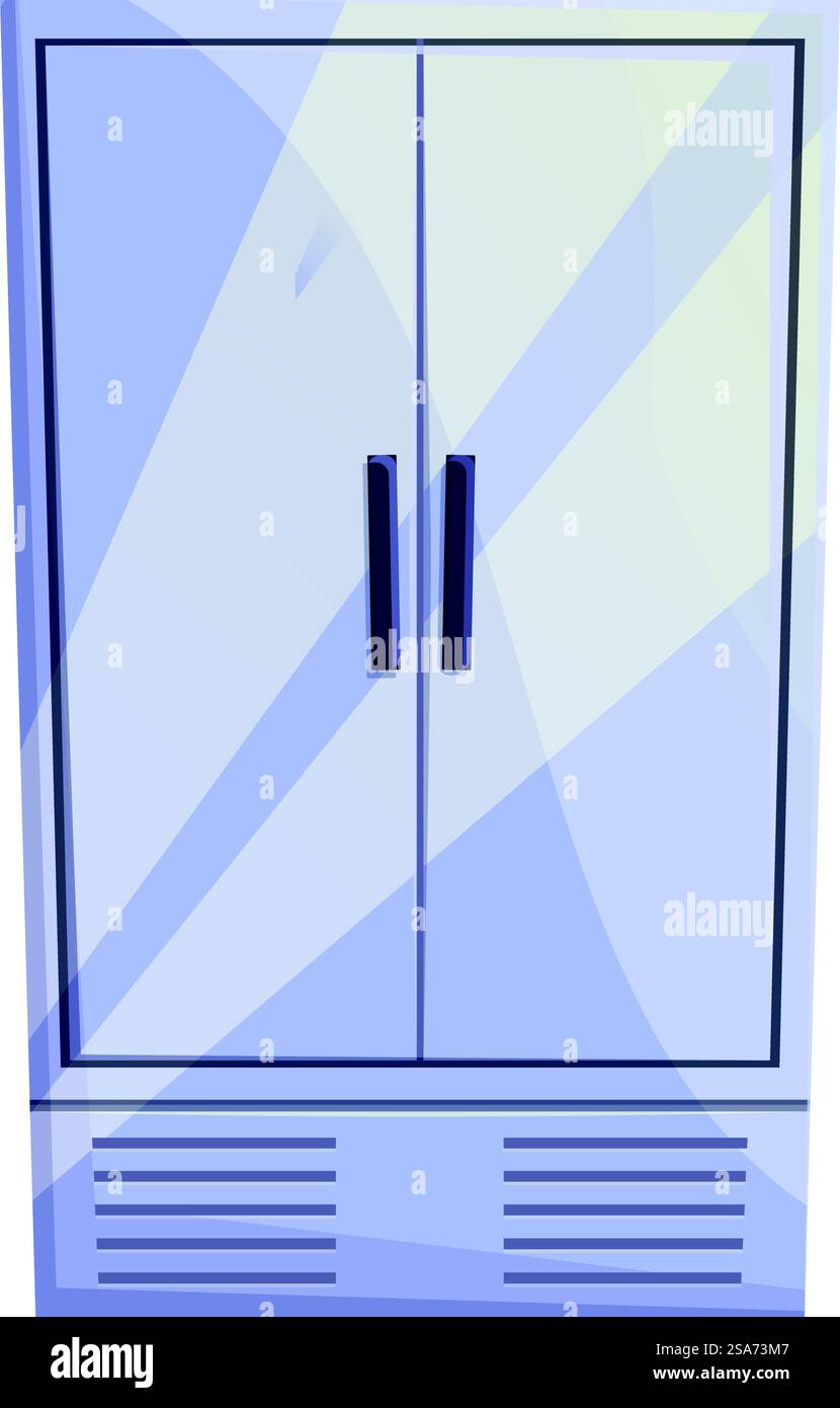 Large, stainless steel, industrial refrigerator is closed, keeping food ...