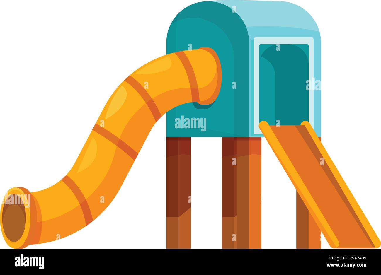 Playground slide with tube and ladder inviting kids to have fun and ...