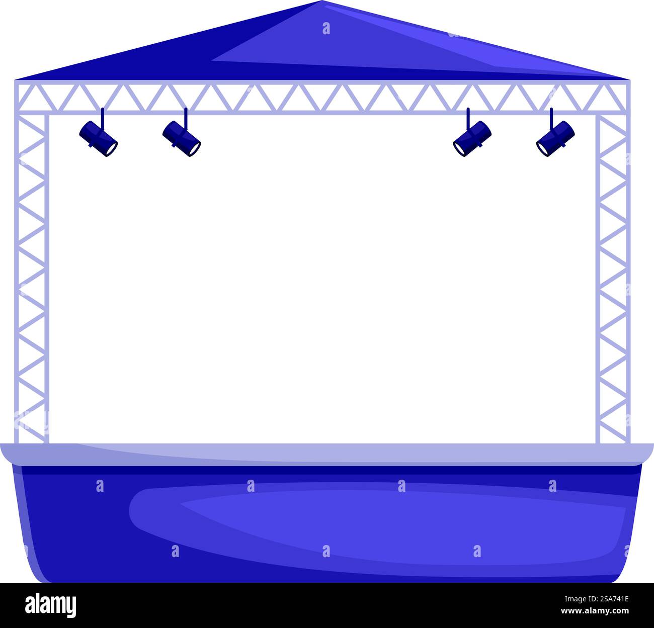 Empty outdoor concert stage with spotlights is waiting for the show to ...