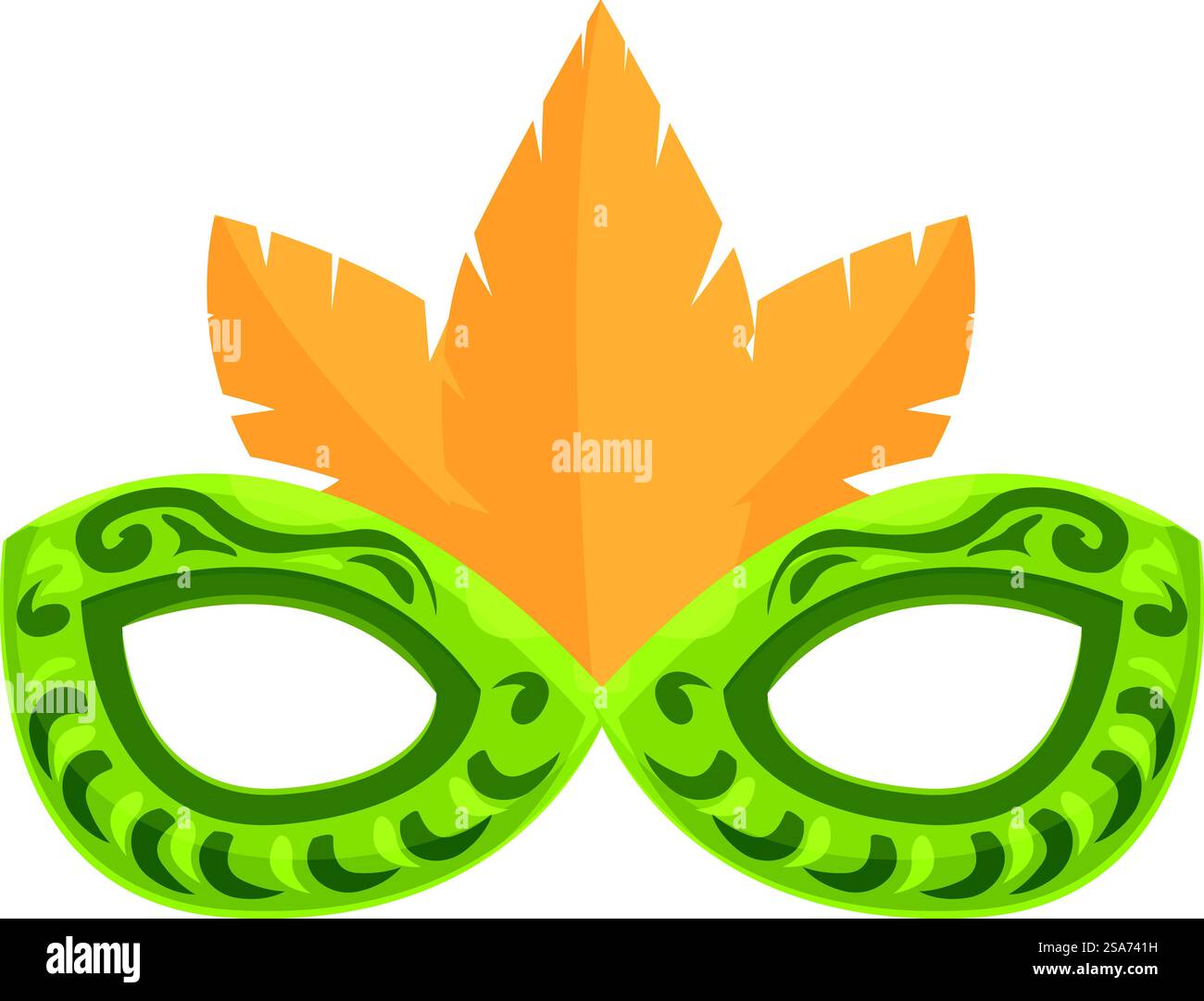 Festive green and orange mardi gras mask with feathers is a great way ...