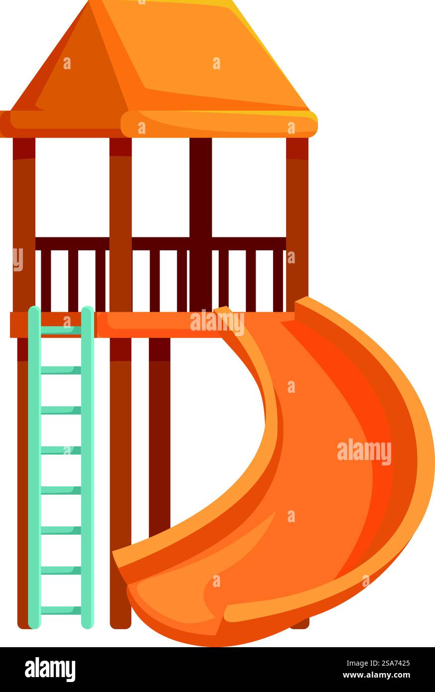 Playground slide inviting children to have fun outdoors. Orange ...