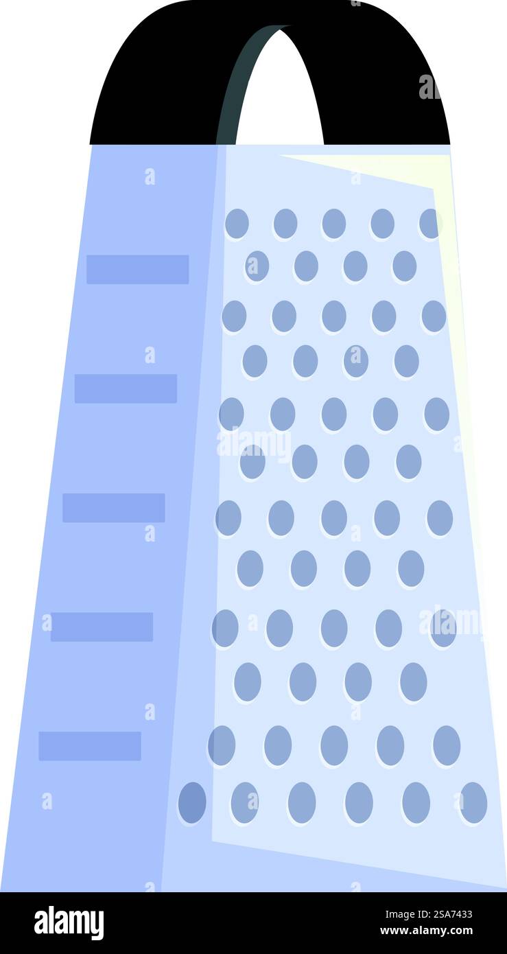 Simple metal grater with a black handle, for grating cheese and ...