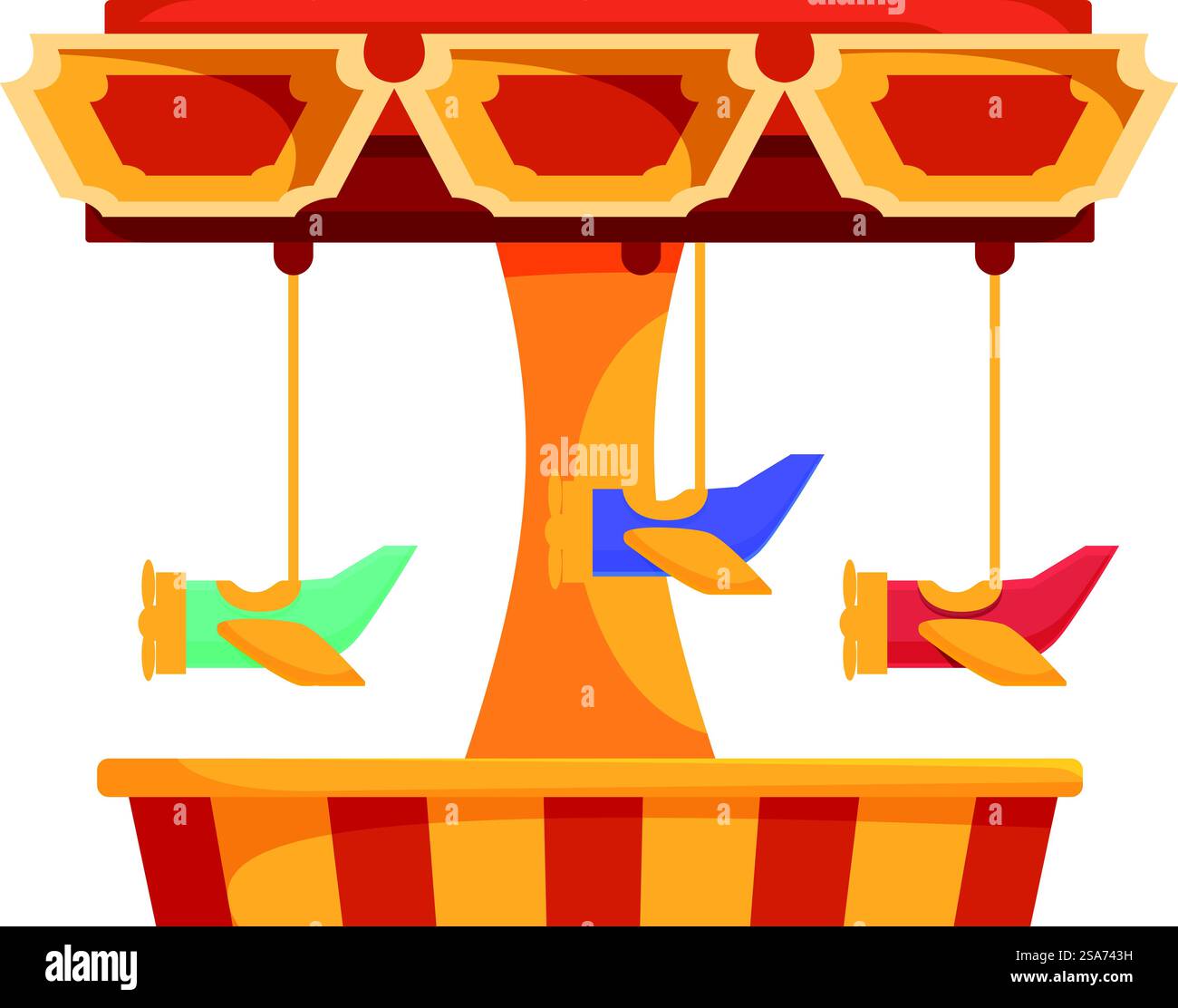 Colorful plane carousel is spinning at the amusement park, bringing joy ...