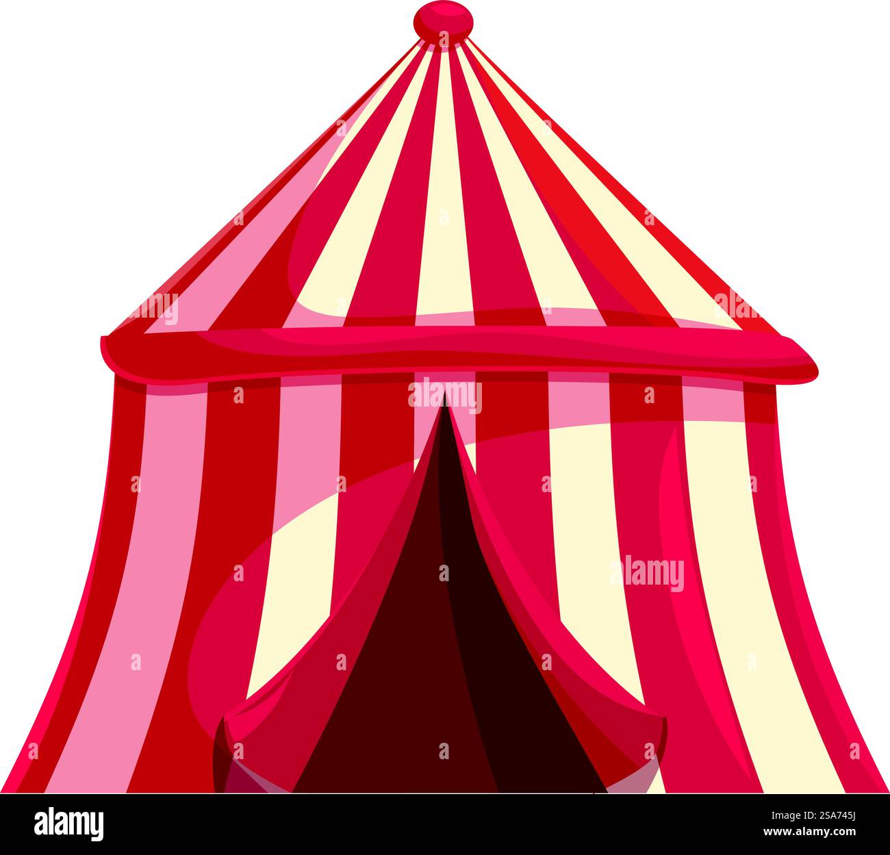 Red and white striped big top circus tent, amusement park element for logo design or advertising ...