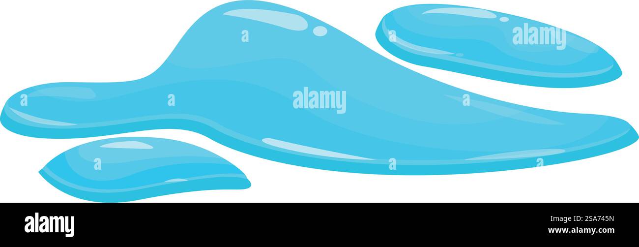 Cartoon illustration of a blue liquid puddle spilling on the ground ...