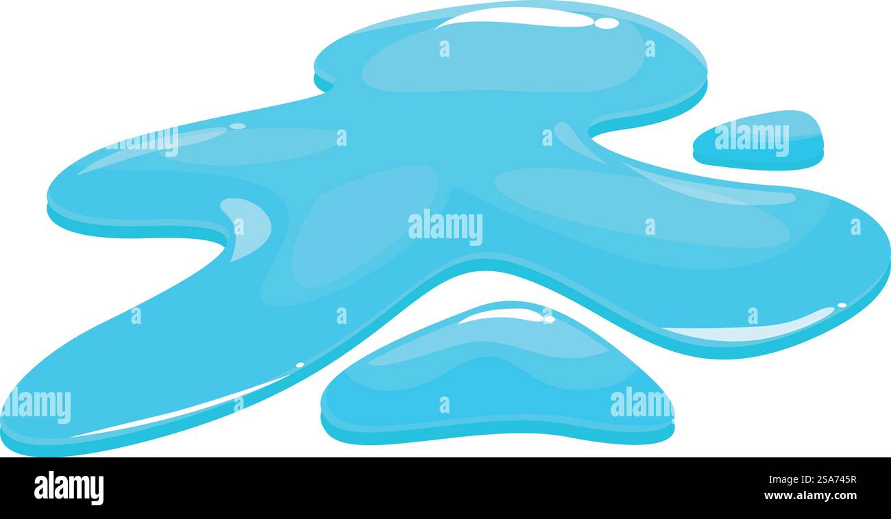 Cartoon blue liquid puddle splashing and making an abstract shape. Blue ...