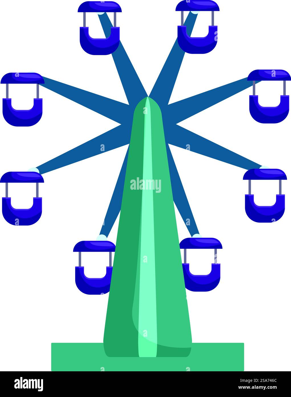 Ferris wheel with closed empty cabins rotating on summer day at ...