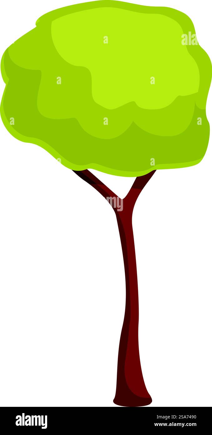 Stylized tree with a thick trunk and vibrant green foliage, bringing a ...