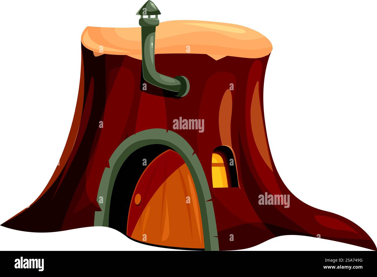 Whimsical illustration of a small, inviting dwelling built into a tree ...