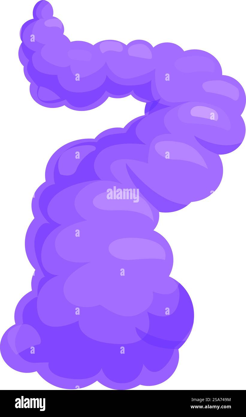 Cartoon purple smoke is going up on a white background. Purple smoke is ...