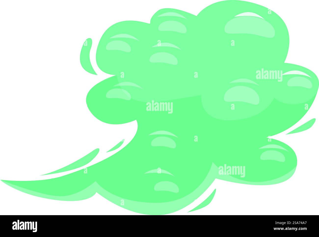Cartoon green toxic fumes cloud is floating in the air, isolated on ...