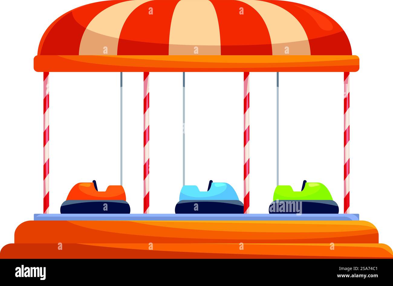 Colorful dodgem cars with rubber bumpers are waiting for the customers ...