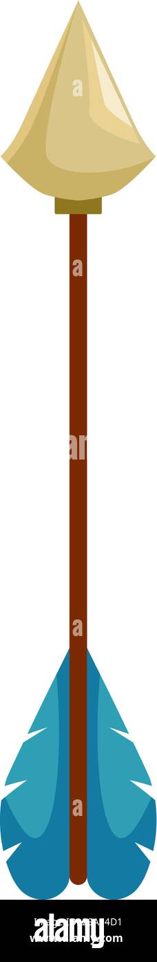 Single primitive hunting arrow with blue fletching and a brown shaft ...