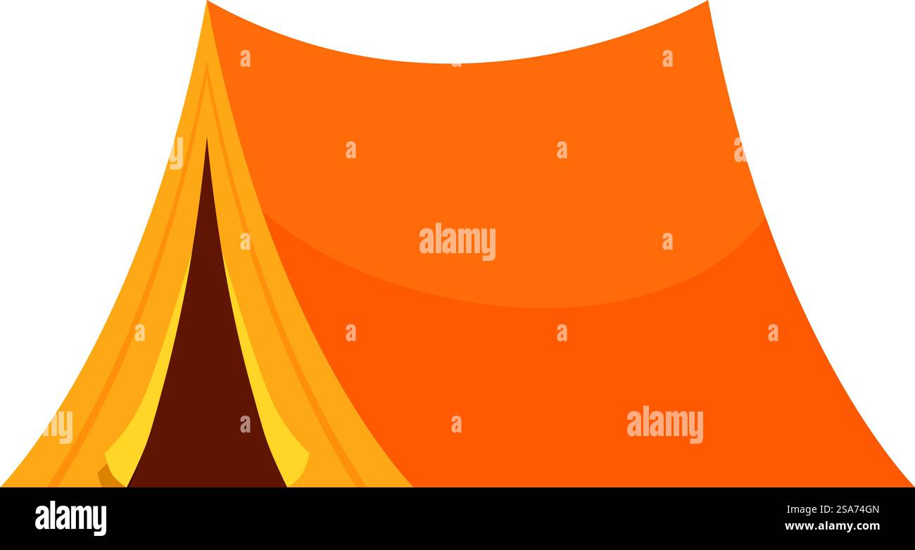 Orange camping tent providing shelter and a place to sleep in a summer ...