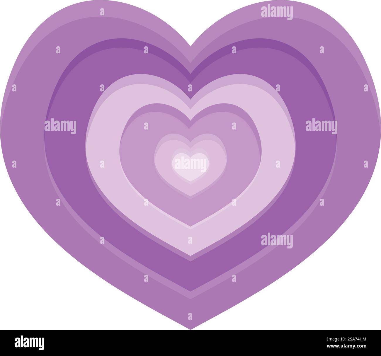 Purple heart creating concentric shapes symbolizing love and deep ...