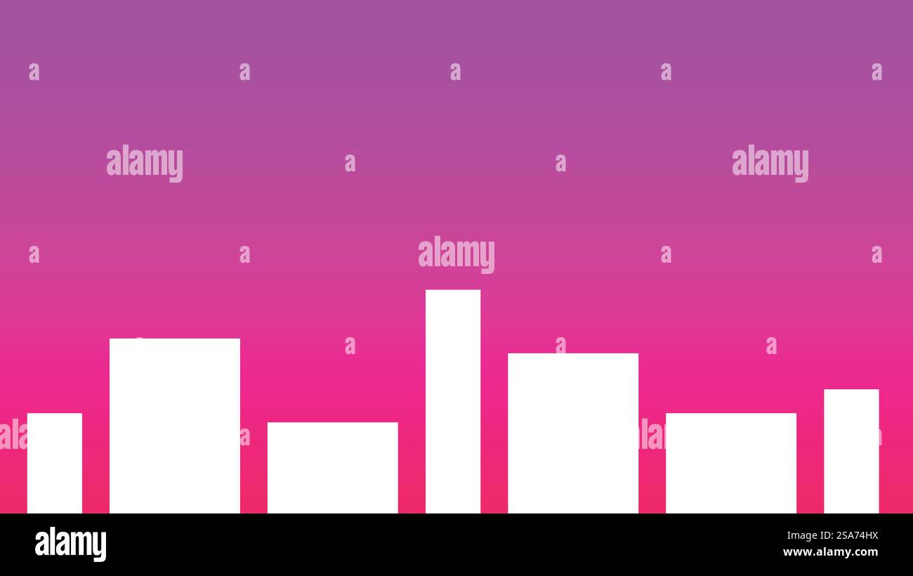 Abstract city skyline is set against a vivid gradient background ...