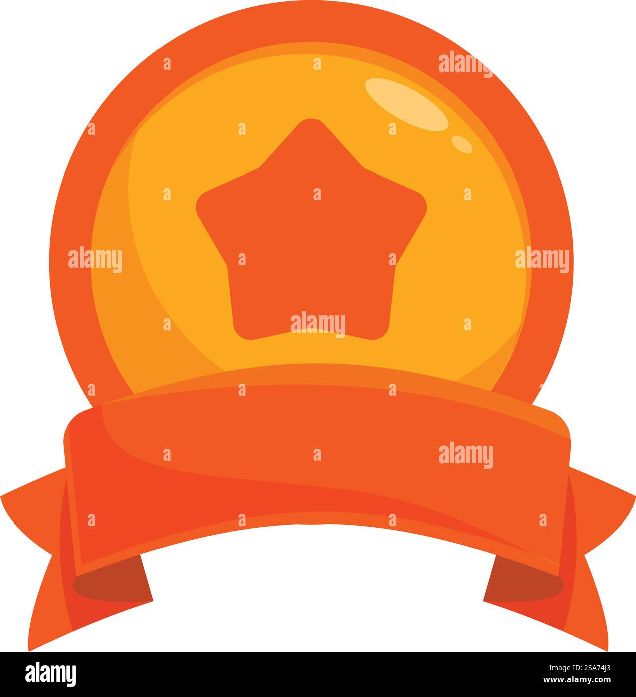 Orange glossy button with ribbon and star is perfect for highlighting ...