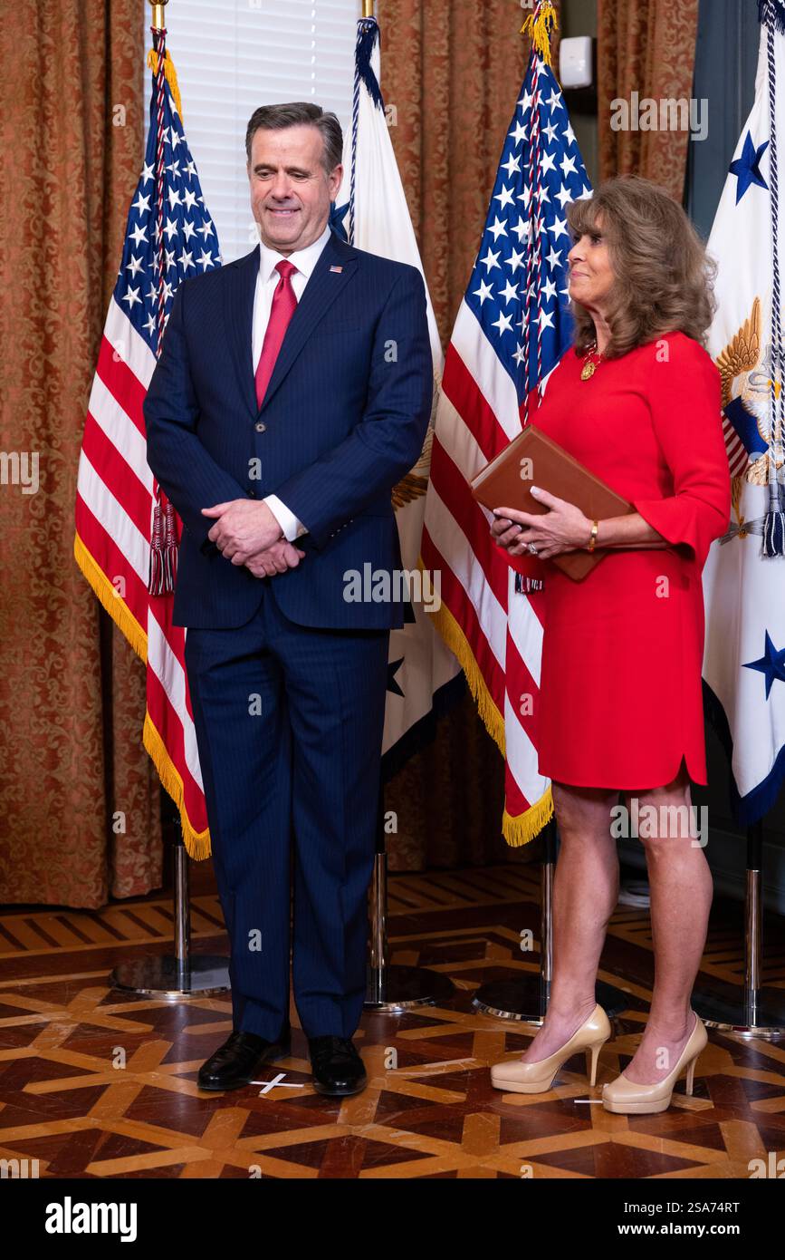 John Ratcliffe, Director, Central Intelligence Agency (CIA), with his ...