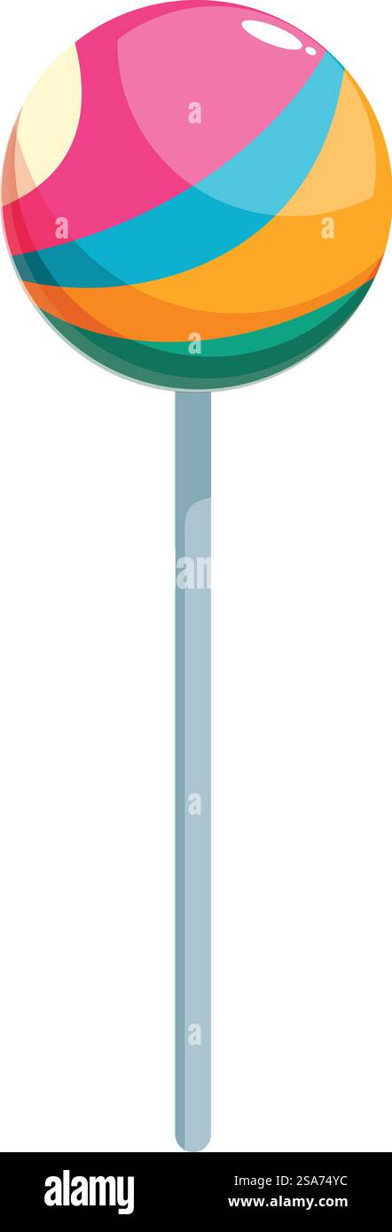 Sweet colorful lollipop is standing on a stick, representing childhood ...