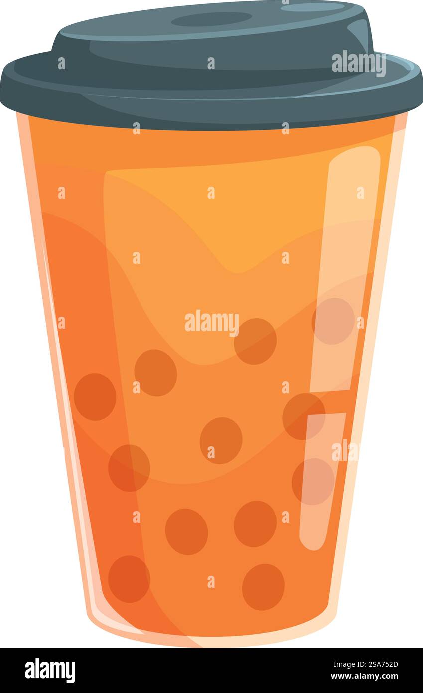 Plastic cup containing refreshing bubble tea with tapioca pearls ...