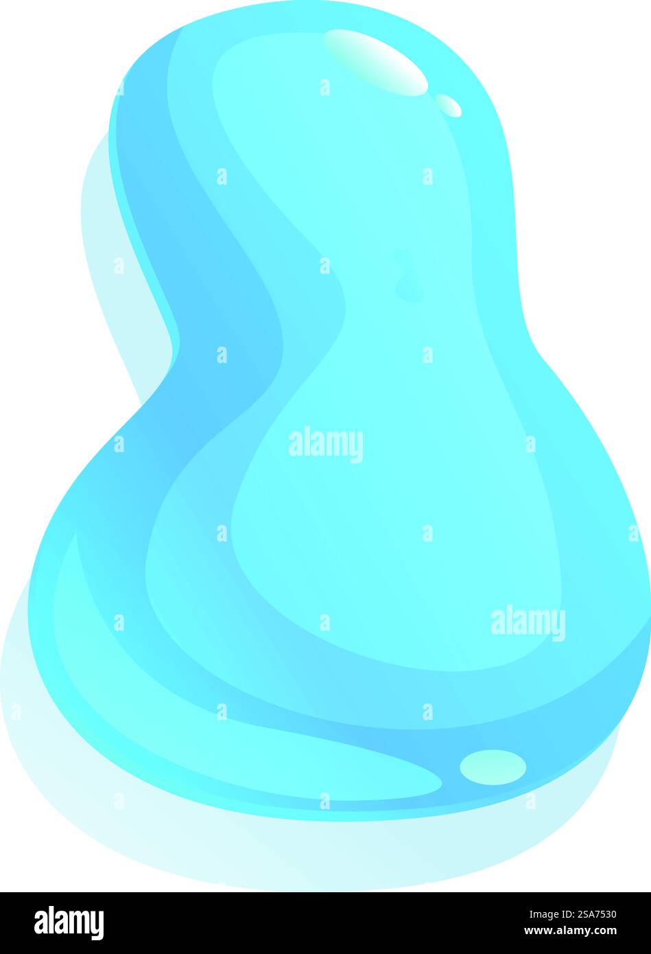 Illustration of a blue liquid blob, splashing and forming an abstract ...