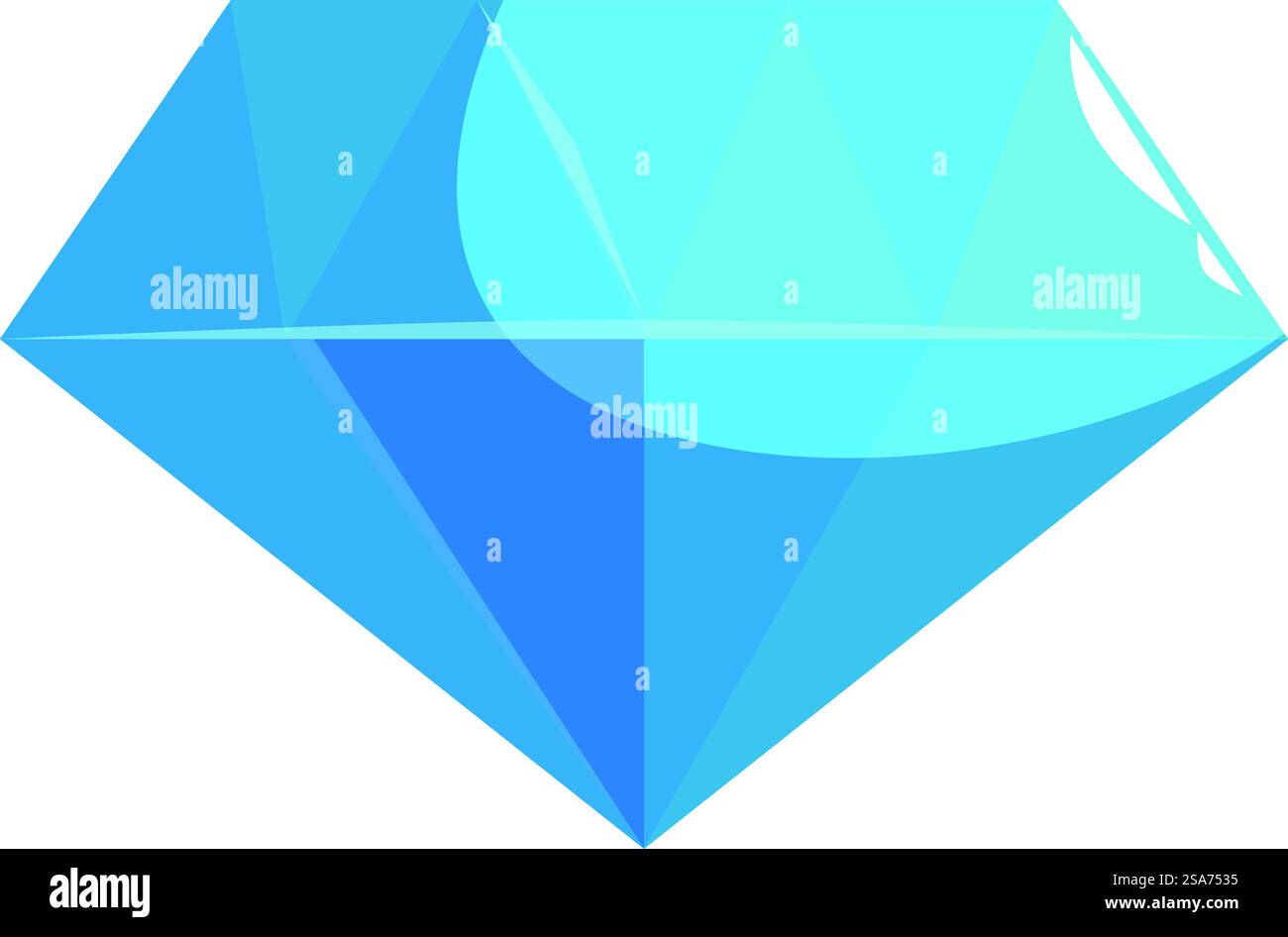 Big blue diamond shining brightly, cartoon illustration isolated on ...
