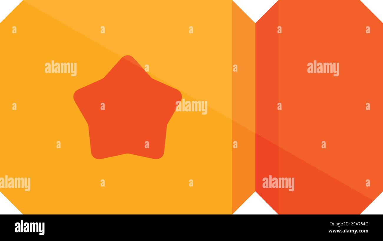 Simple yellow and orange ticket with a red star is giving a feeling of ...