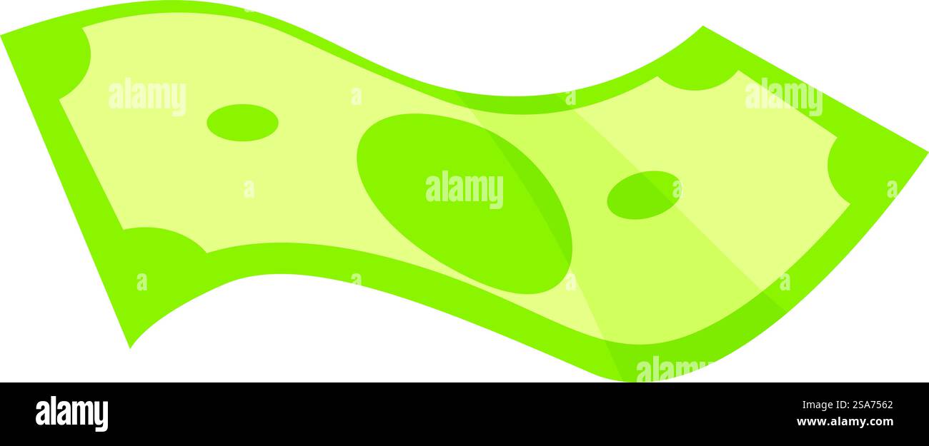 Green banknote is waving in the air, representing concepts like wealth ...