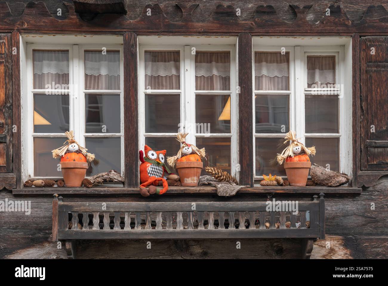 Window boxes with geraniums in Zermatt, Switzerland, Europe Stock Photo ...