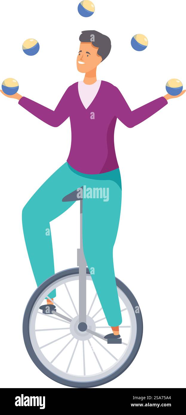 Talented juggler is showcasing impressive multitasking skills ...