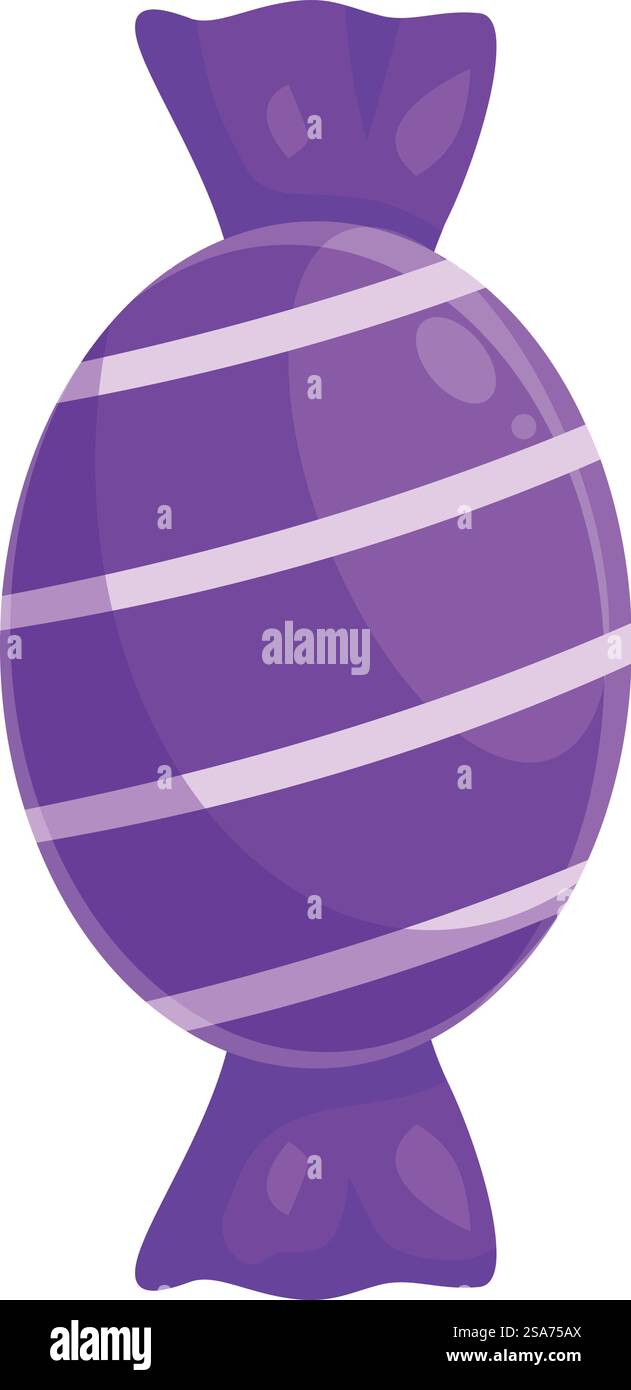 Round purple candy wrapped in purple foil showing white stripes. Purple ...