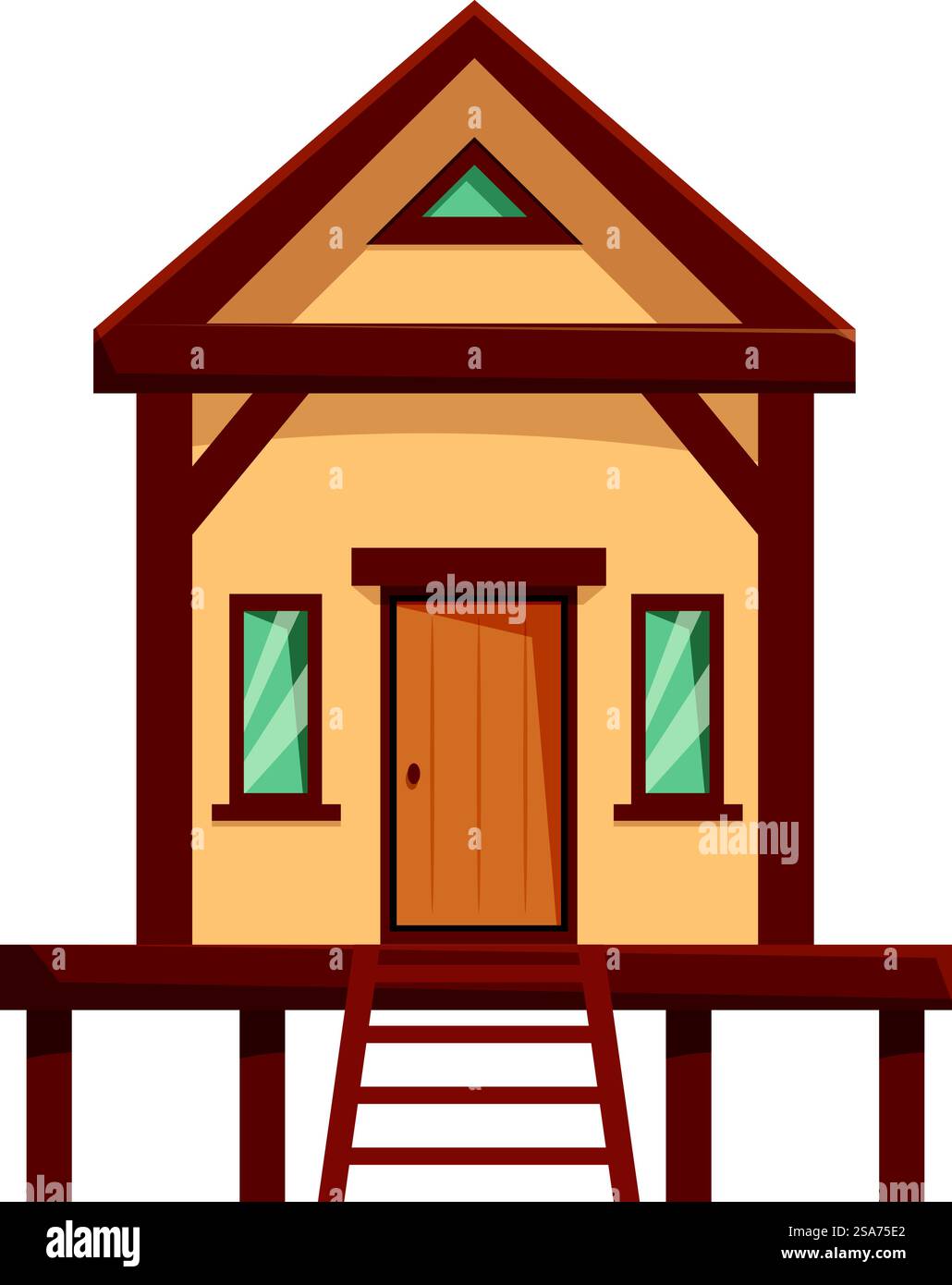 Wooden porch stairs cottage Stock Vector Images - Alamy