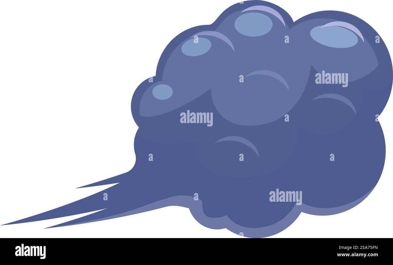 Cartoon illustration of a blue cloud of smoke moving quickly from left ...