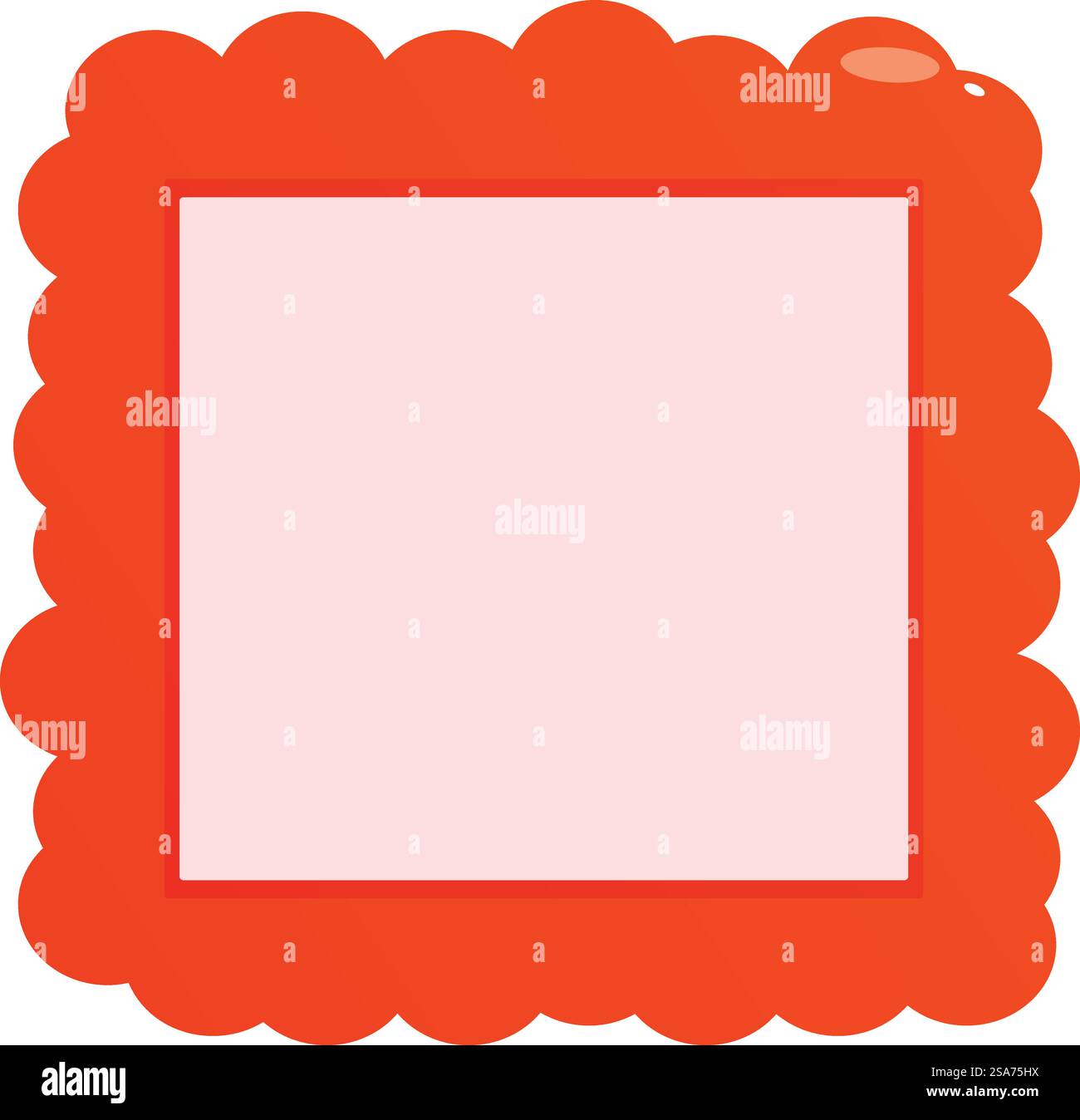 Simple orange scalloped border surrounds a pink square on a white ...