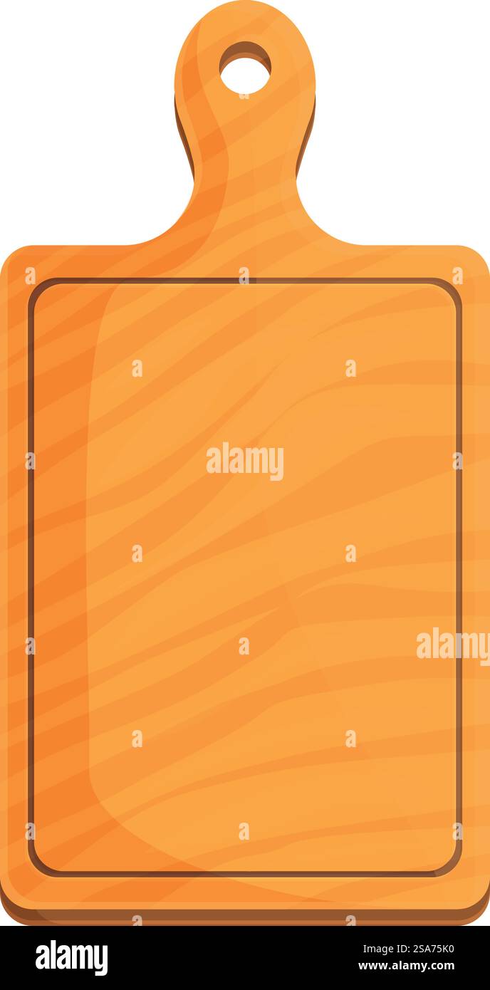 Simple, empty rectangular wooden cutting board with a handle, standing ...