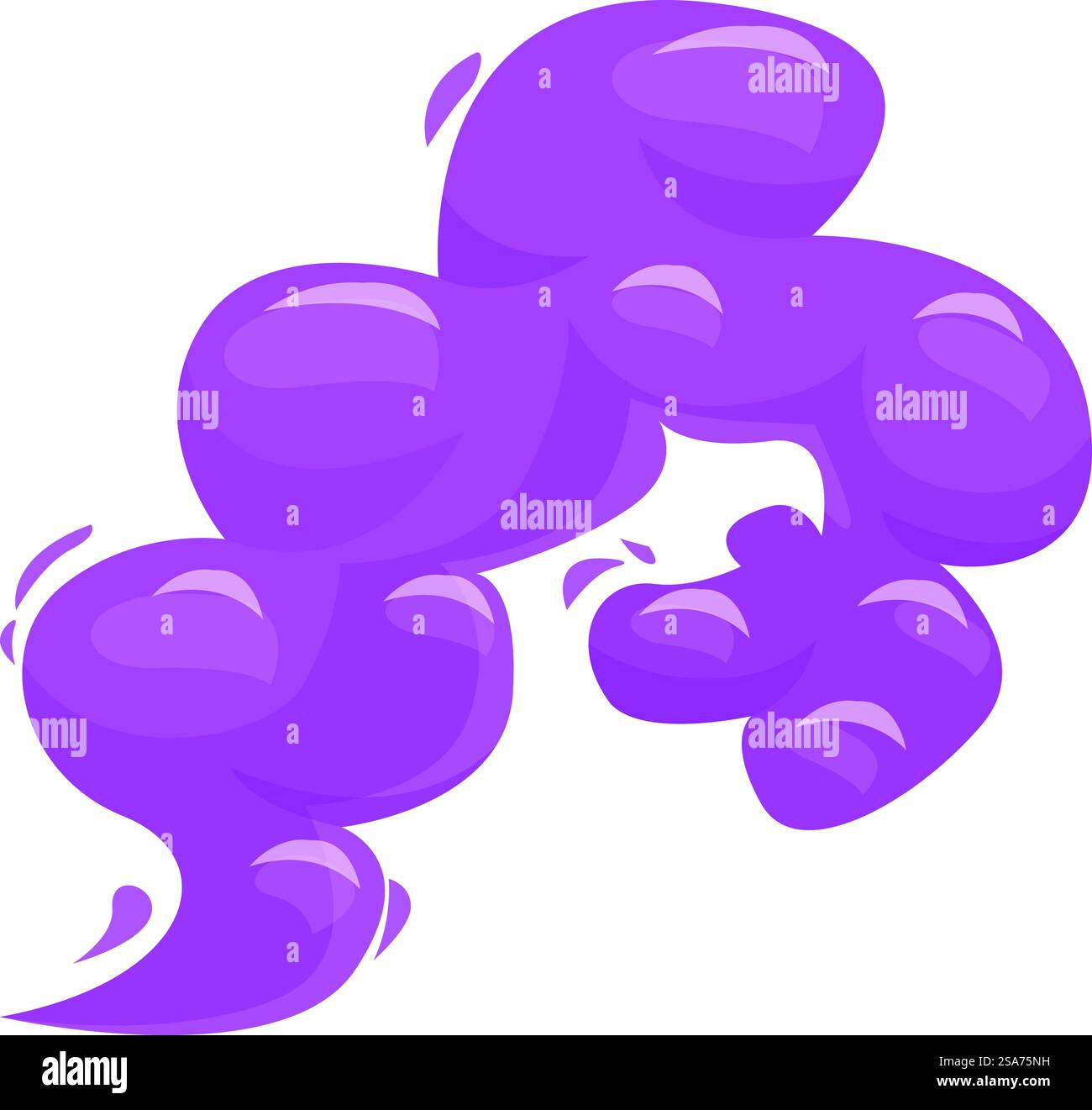 Cartoon illustration of a purple steam cloud, floating and forming ...