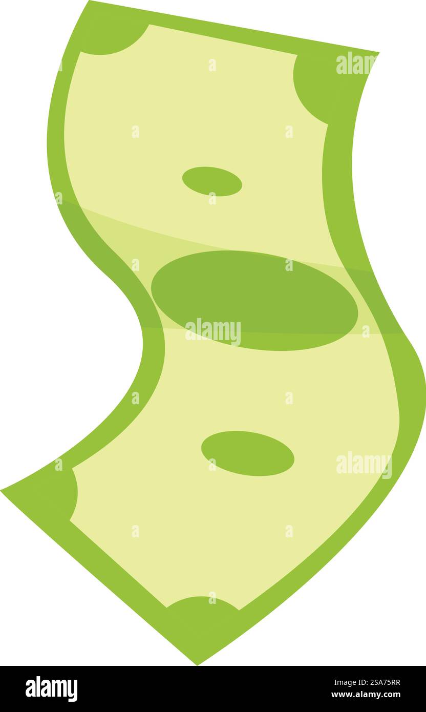 Cartoon dollar bill waving in the wind, perfect for representing ...