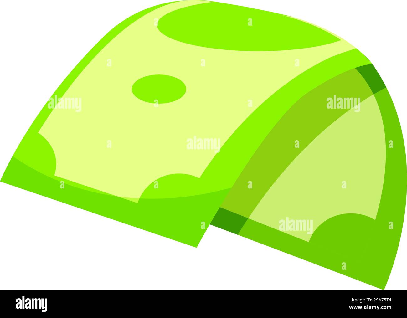 Cartoon style illustration of a green banknote waving in the wind ...