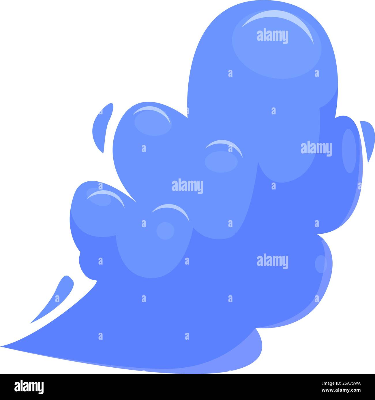Cartoon cloud of blue smoke is floating with speed lines. Blue smoke ...