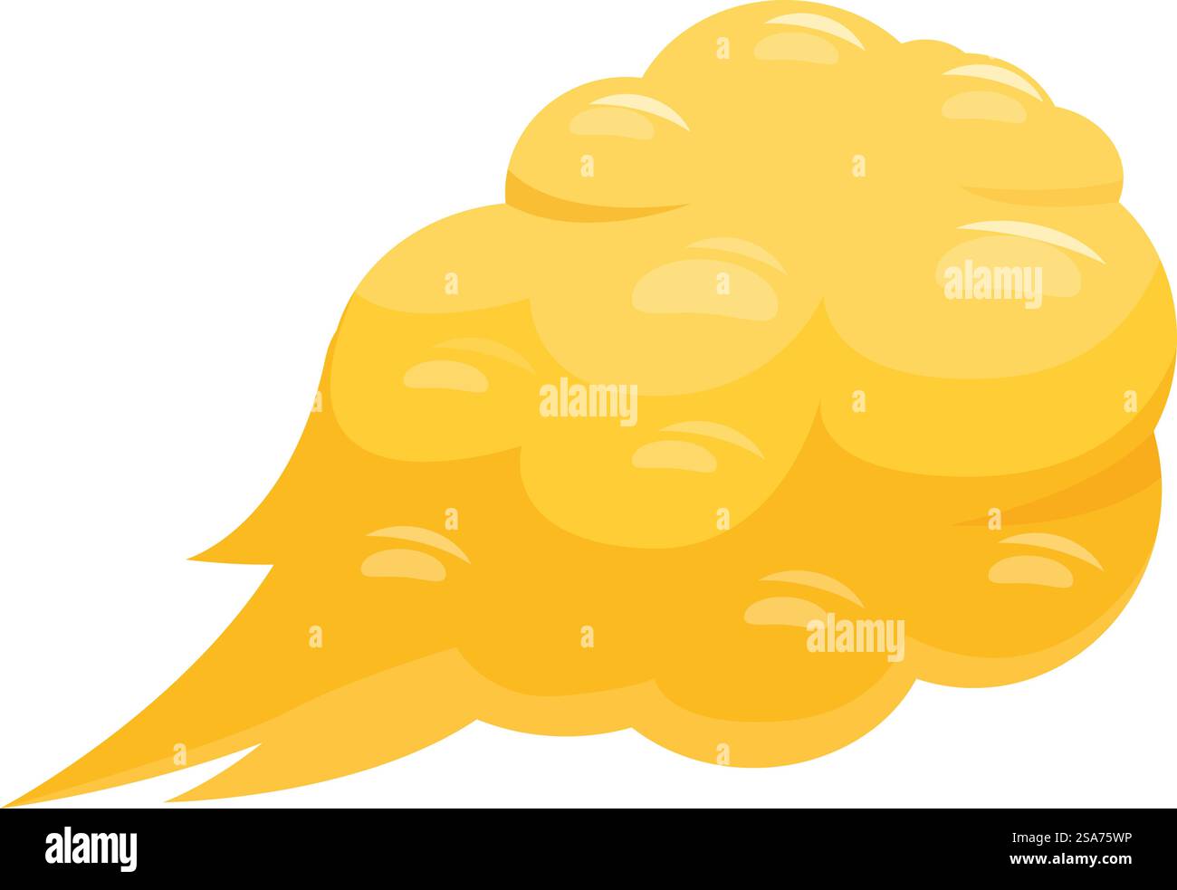 Cartoon yellow smoke cloud moving fast and leaving a trail, isolated on ...