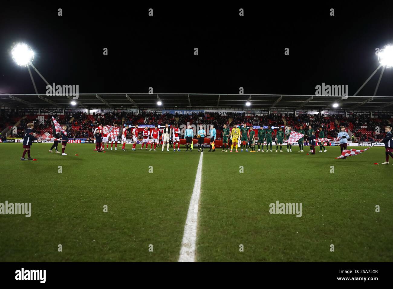 The two teams line up before the EFL League One match between Rotherham ...
